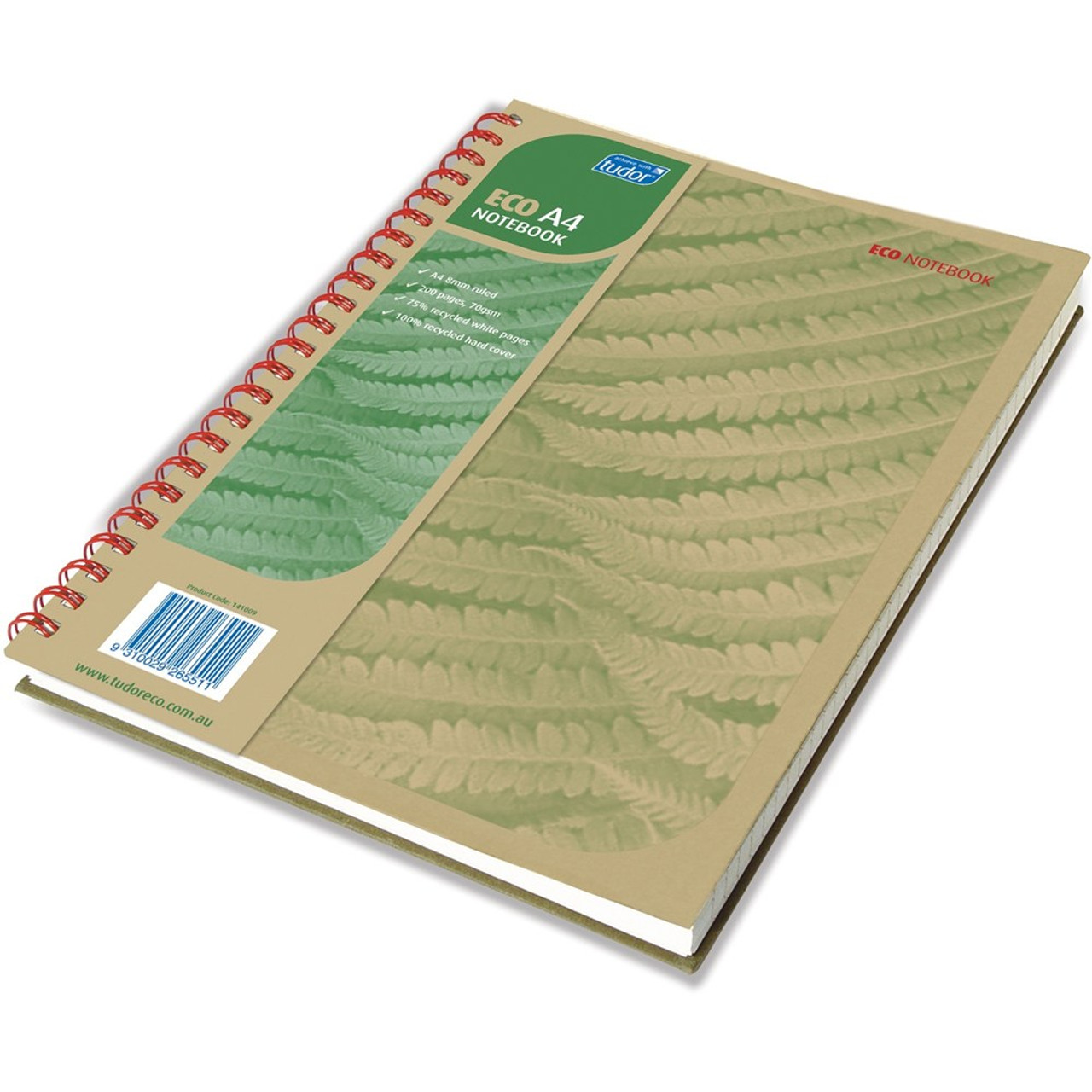 Books - Olympic Eco Natural Notebook A4 Spiral 8mm Ruled 100% Recycled ...