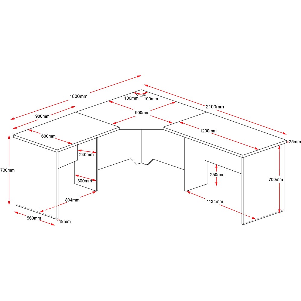 Office Furniture - Rapid Worker Corner Desk Workstation 2100mm x 1800mm ...